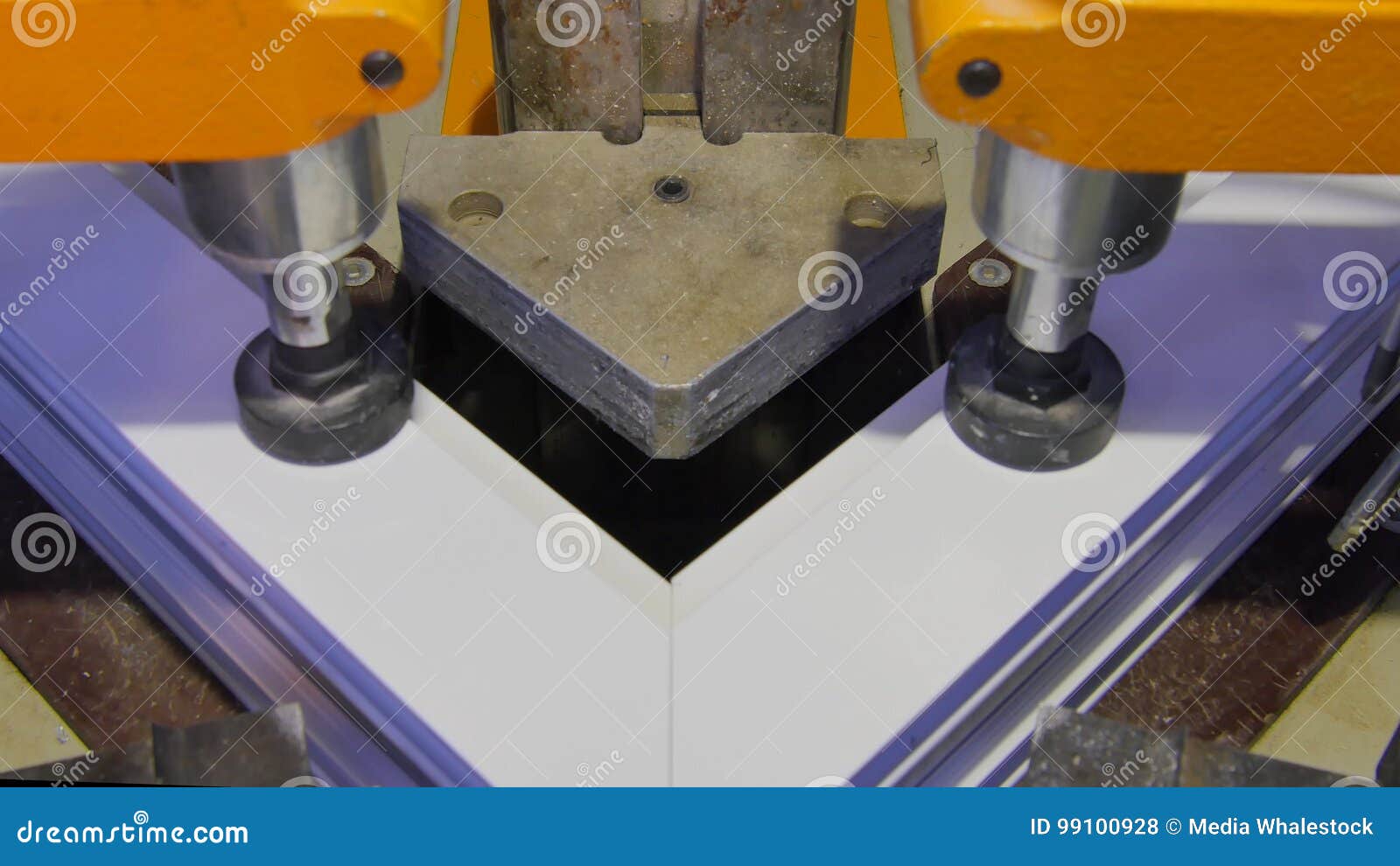 Worker Operating Welding Machine in Factory. Pvc Window Welding Machine ...