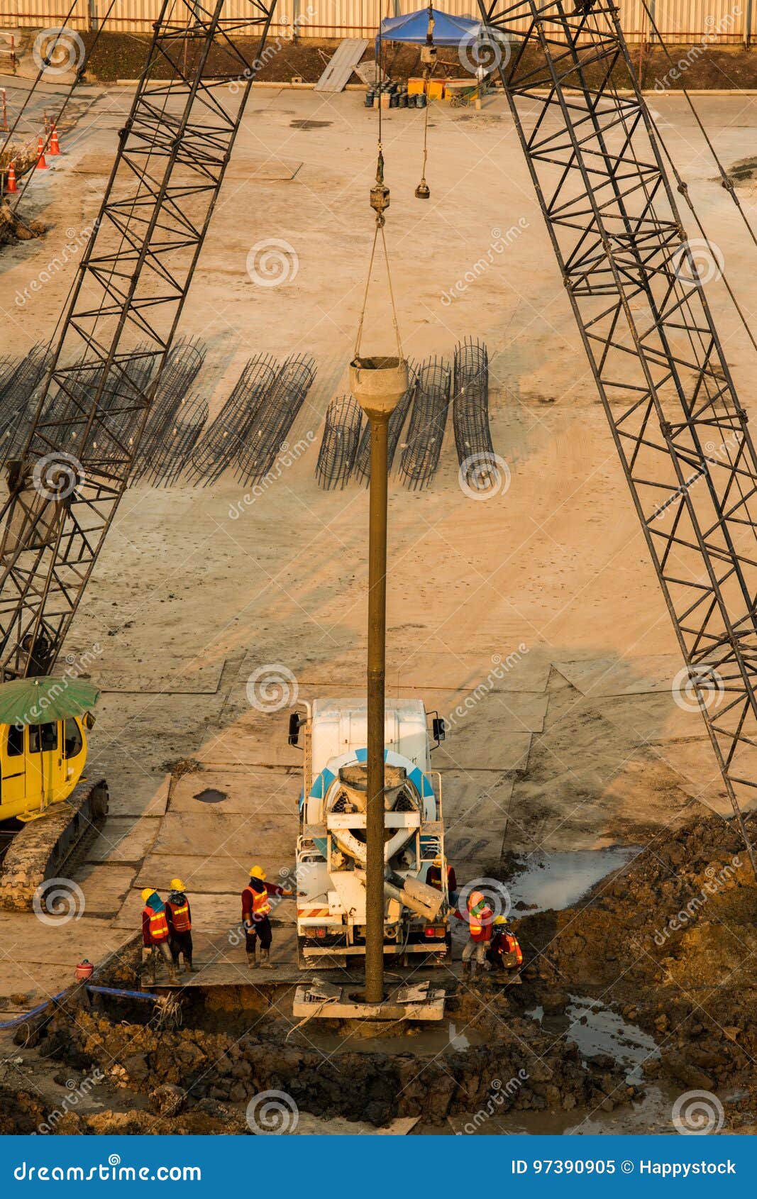 Worker Oversee Drilling Rigs on Ground Stock Image - Image of pile ...