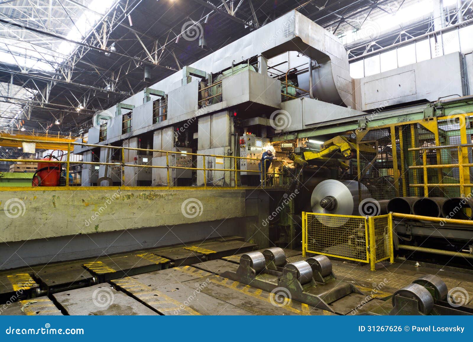 Worker Oversees the Process of Aluminum Rolling Stock Photo - Image of ...
