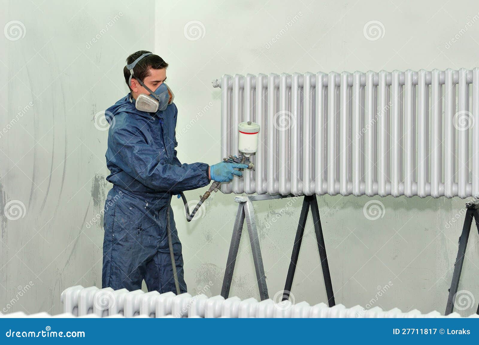 Worker painting. stock image. Image of service, radiator - 27711817