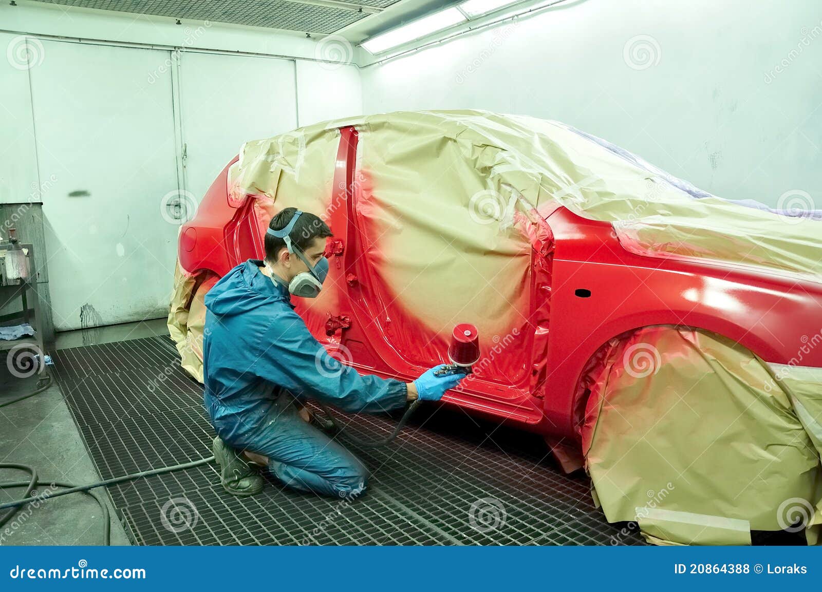 Worker painting a car. stock photo. Image of professional - 20864388