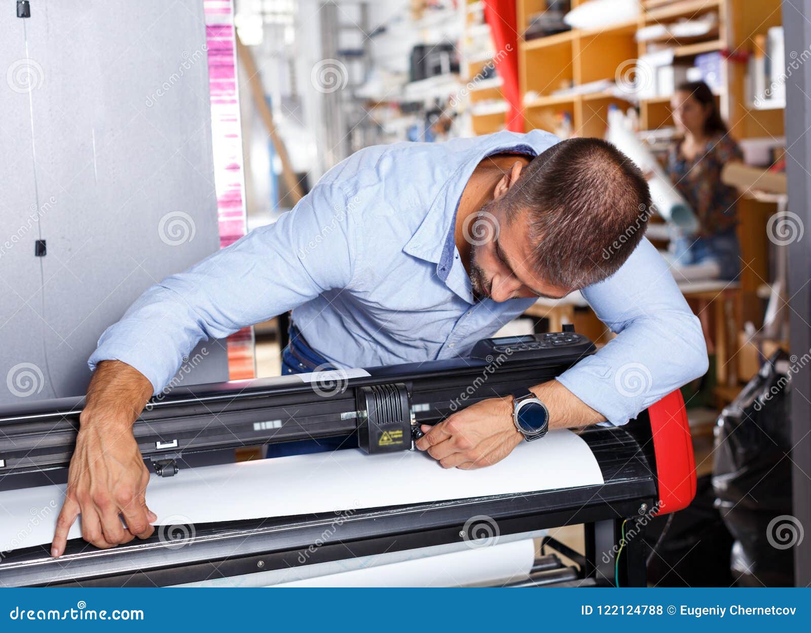 Worker Paper Print Work Place Stock Photo - Image of printshop ...