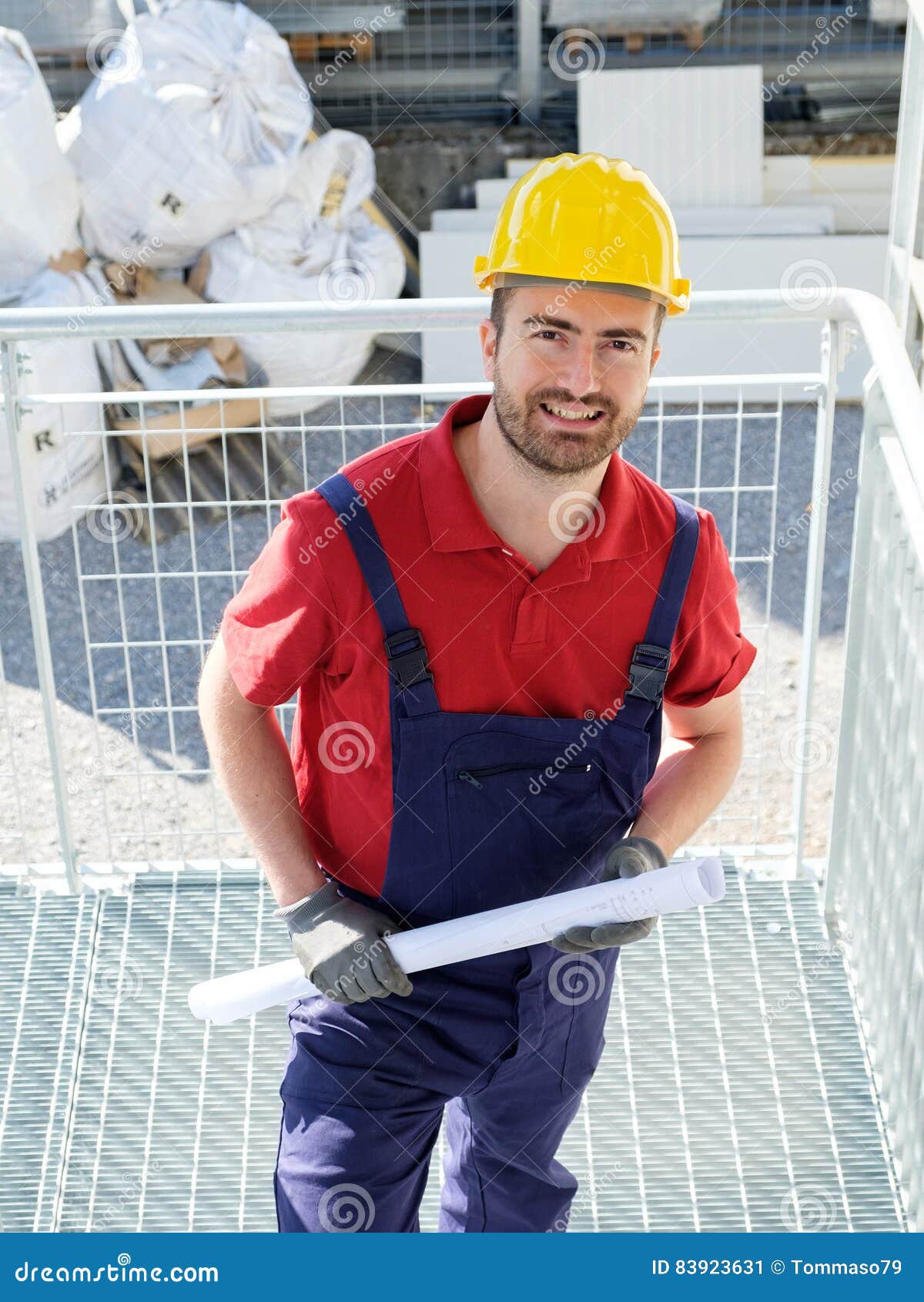 Worker with paper project stock image. Image of industry - 83923631