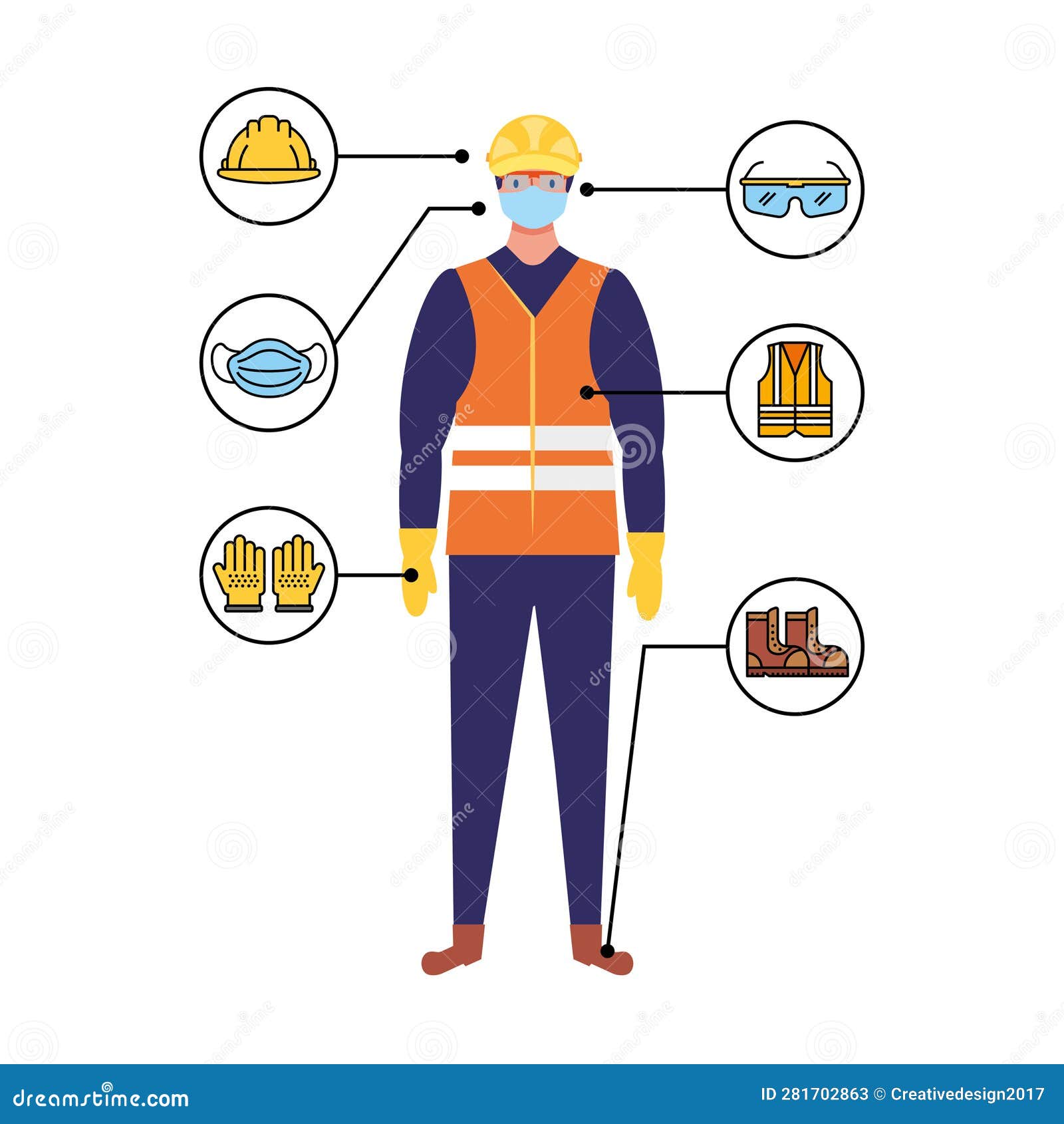 Worker with Personal Protective Equipment Stock Vector - Illustration of background, uniform ...