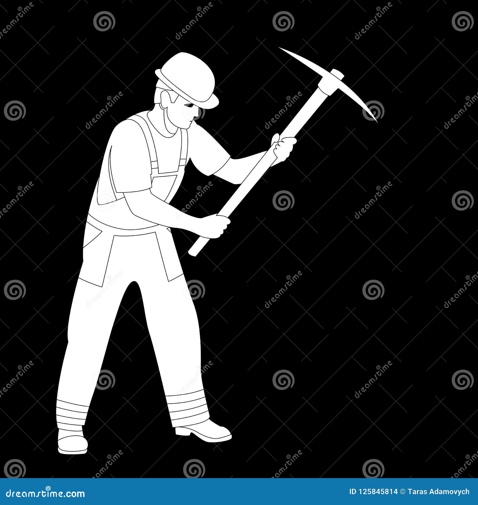 Worker with a Pickaxe Vector Illustration Flat Style Profile Stock ...