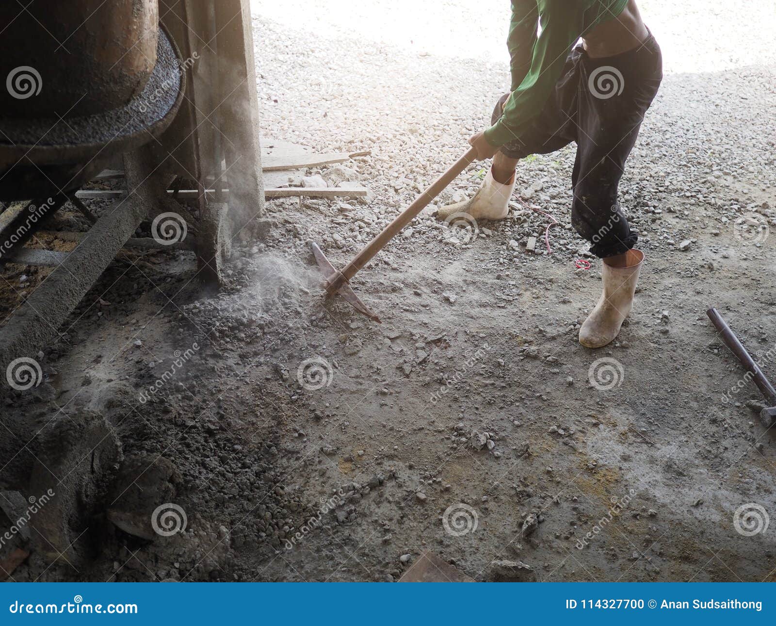 Worker with Pickaxe Working at Outdoor. Stock Photo - Image of hand ...
