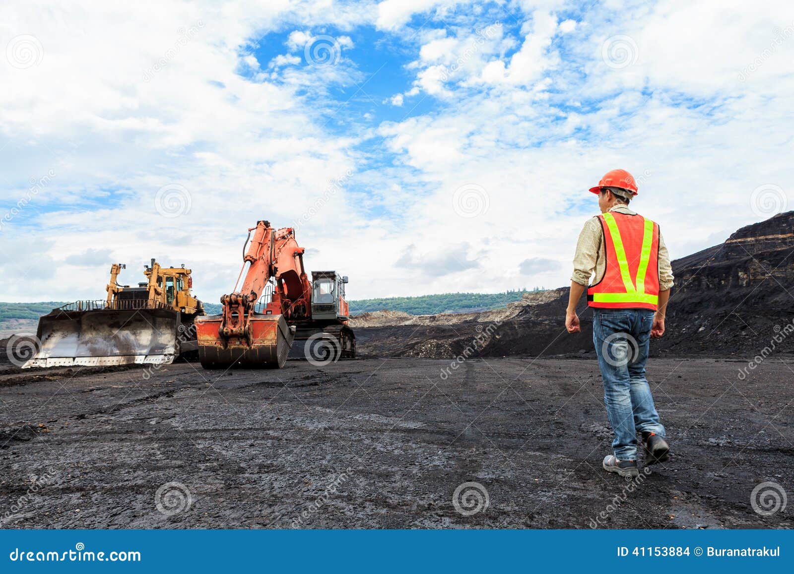 Worker in Pit stock photo. Image of excavator, machinery - 41153884