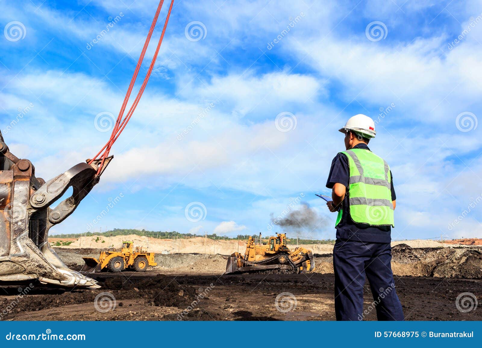 Worker in Pit stock image. Image of lignite, worker, tractor - 57668975