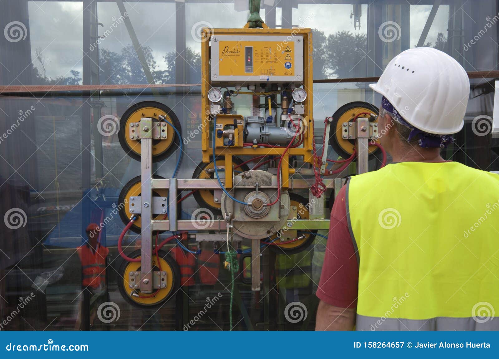 Worker Placing Glass With Safety Measures Editorial Photography Image Of Process Pane 158264657