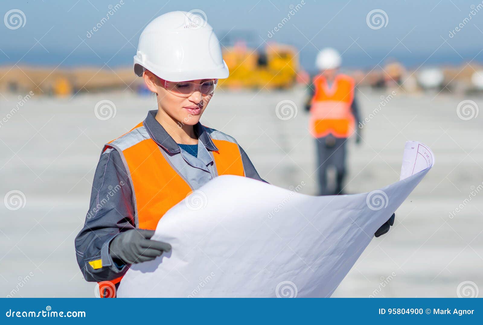 Worker plan engineer stock photo. Image of construction - 95804900