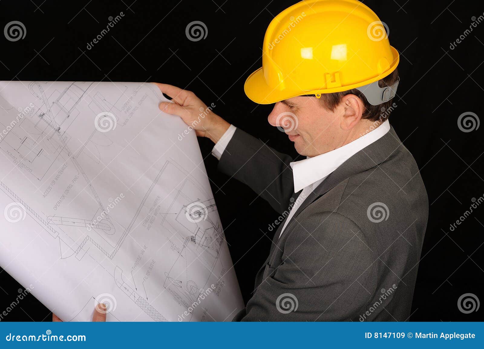 Worker with Plans stock image. Image of wears, plans, construction ...