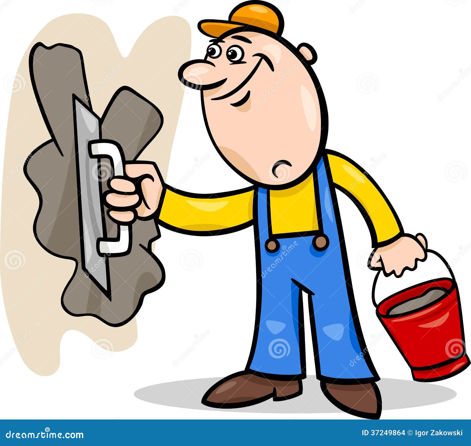 Worker with Plaster Cartoon Illustration Stock Vector - Illustration of ...