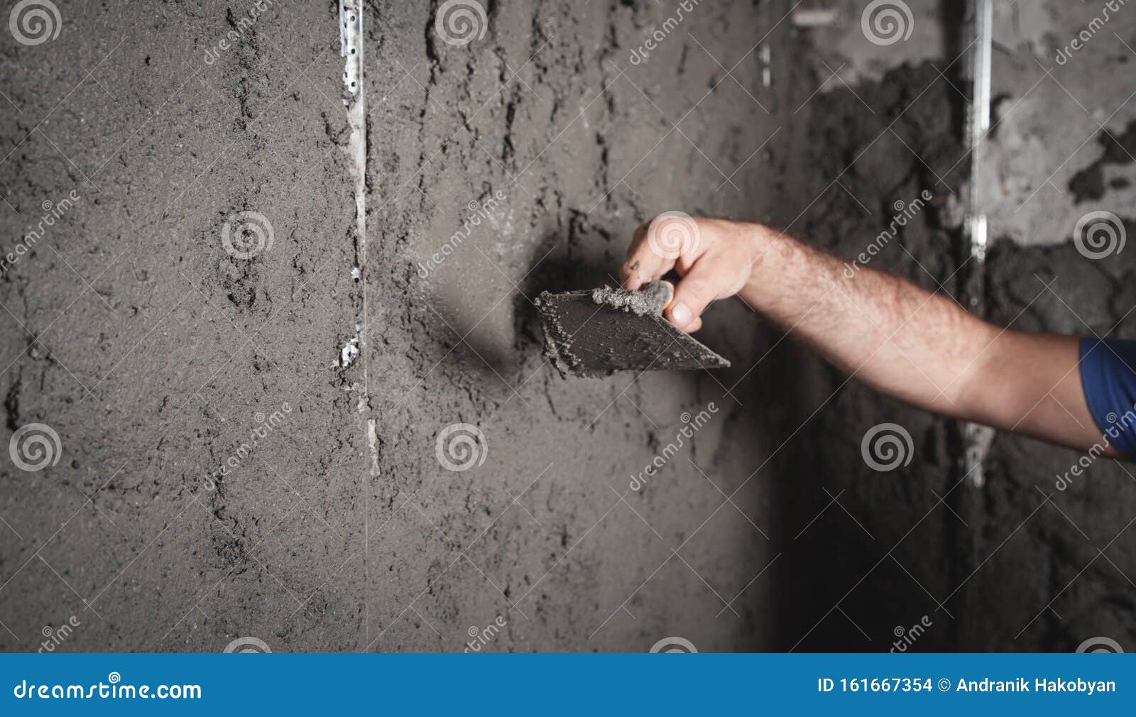 Worker Plastering Wall. Construction Work Stock Photo - Image of ...