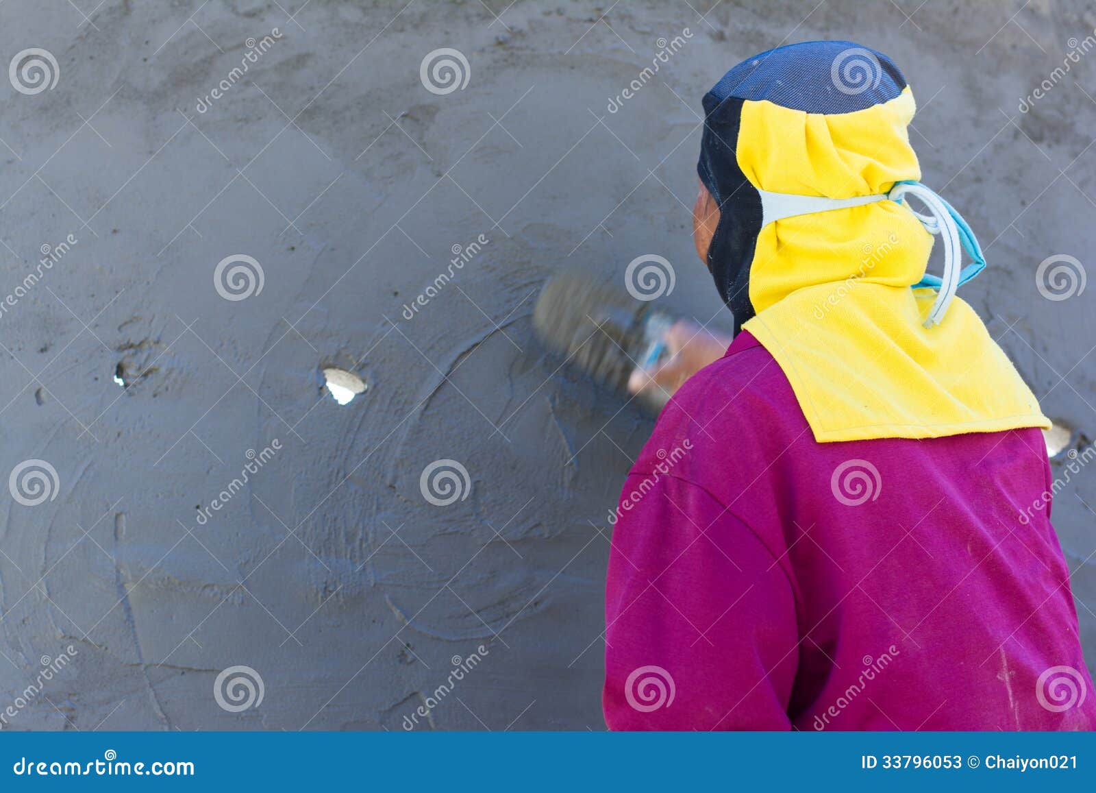 Worker plastering work stock image. Image of equipment - 33796053