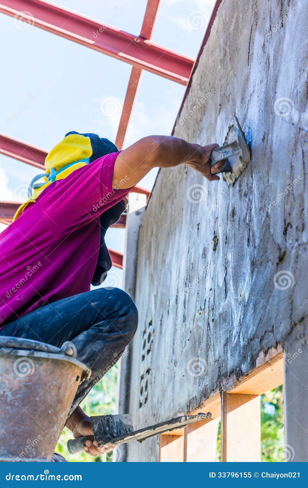 Worker plastering work stock image. Image of painting - 33796155
