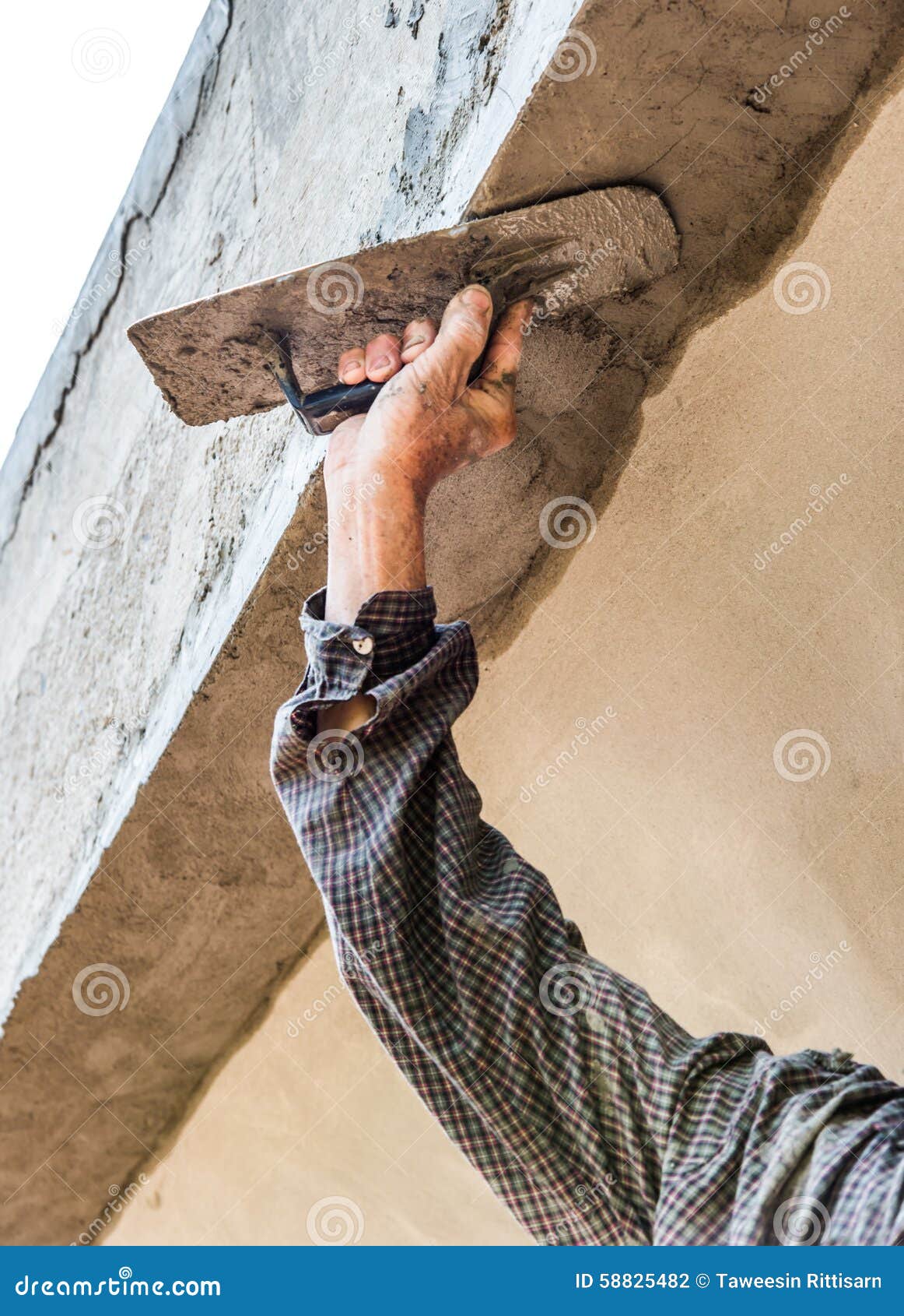 Worker Plasterize the Ceiling and Wall Concrete Stock Photo - Image of ...