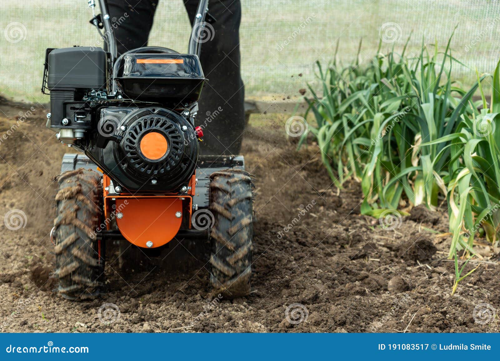 Worker plower earth stock image. Image of gardening - 191083517