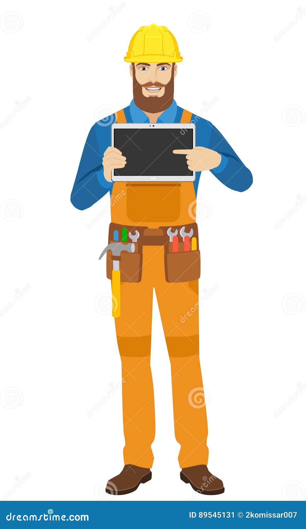Worker Pointing at Digital Tablet PC Stock Vector - Illustration of ...