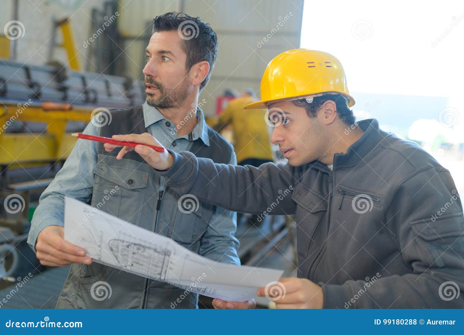 Worker Pointing at Right Employee Stock Photo - Image of design ...