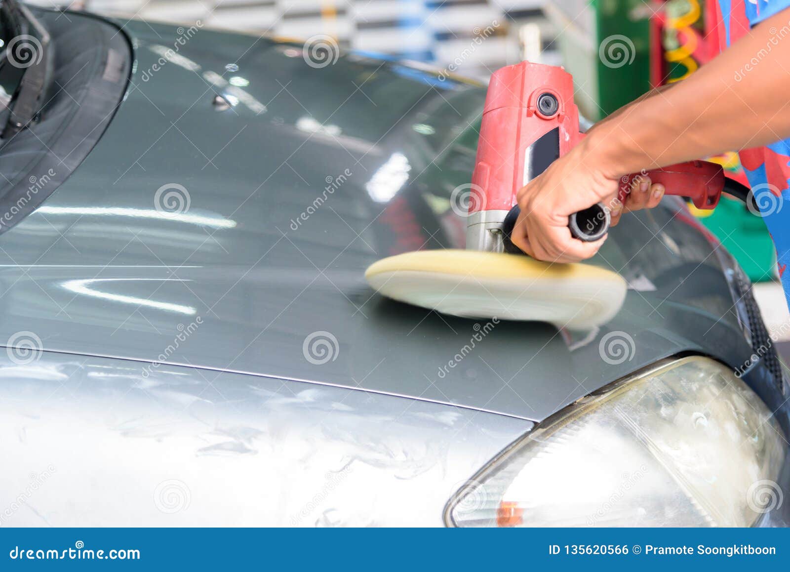 Worker Polish the Car by Car Stock Photo - Image of service ...