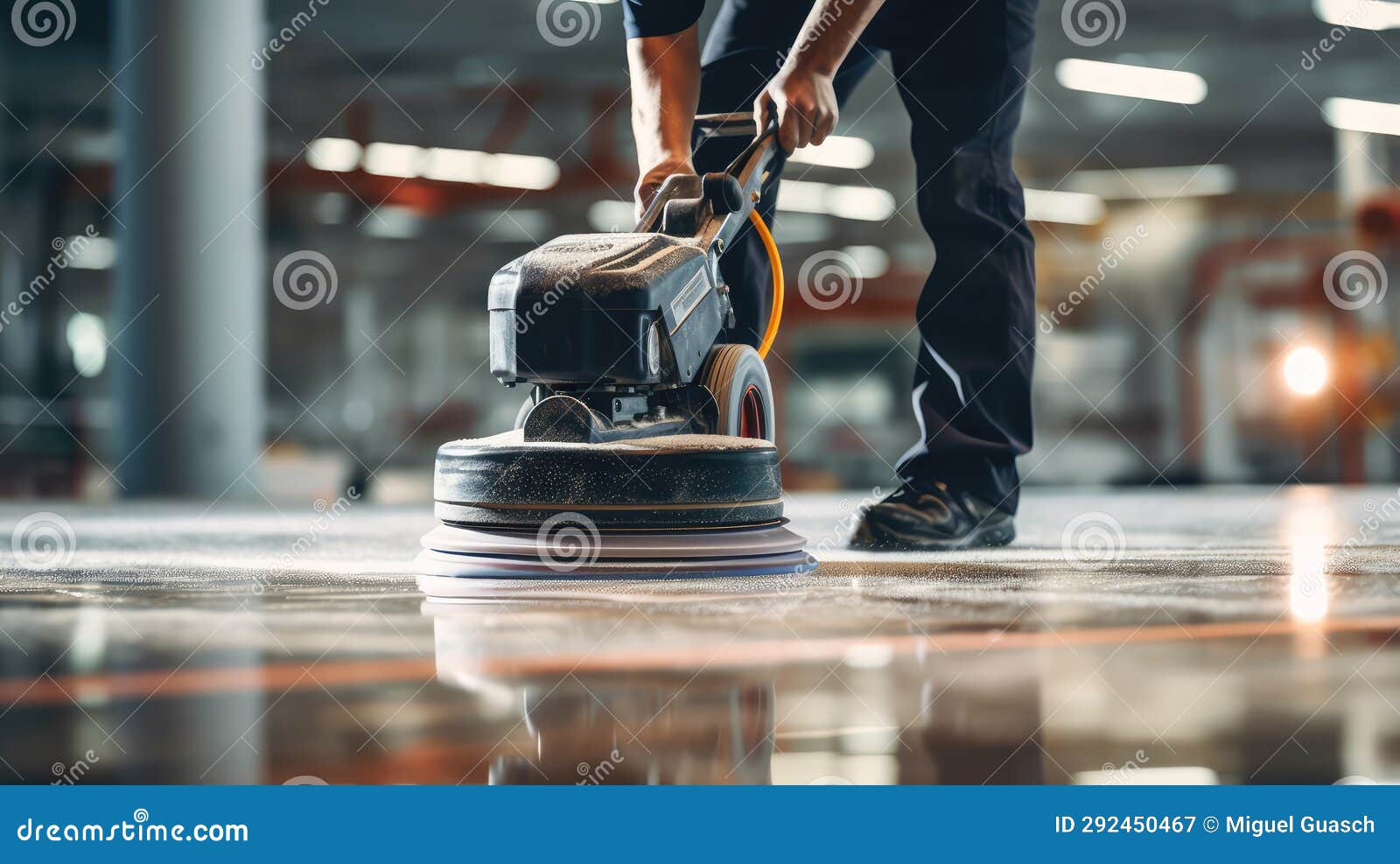 Worker Polishing Hard Floor with Polishing Machine Stock Illustration ...