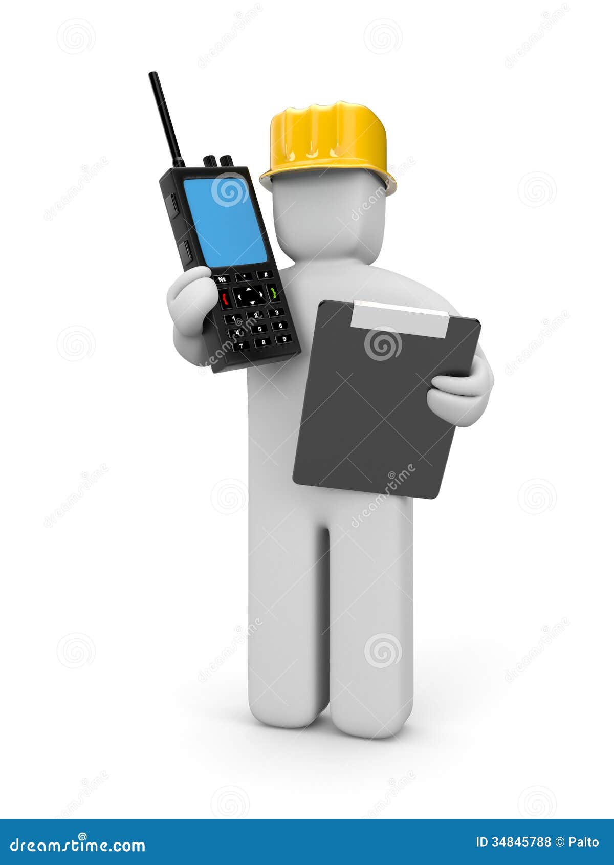 Worker with Portable Radio Transmitter Stock Illustration ...