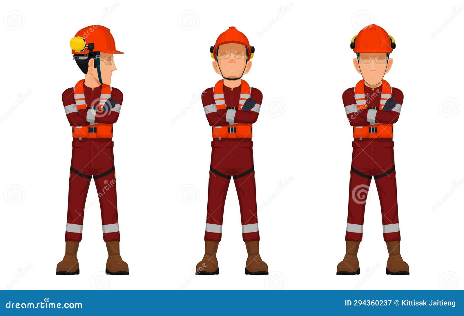 Worker is in the Position of Folded Arm Stock Vector - Illustration of ...