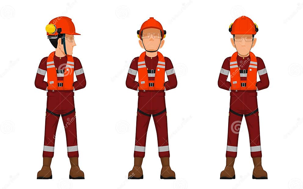 Worker is in the Position of Parade Rest Stock Vector - Illustration of ...