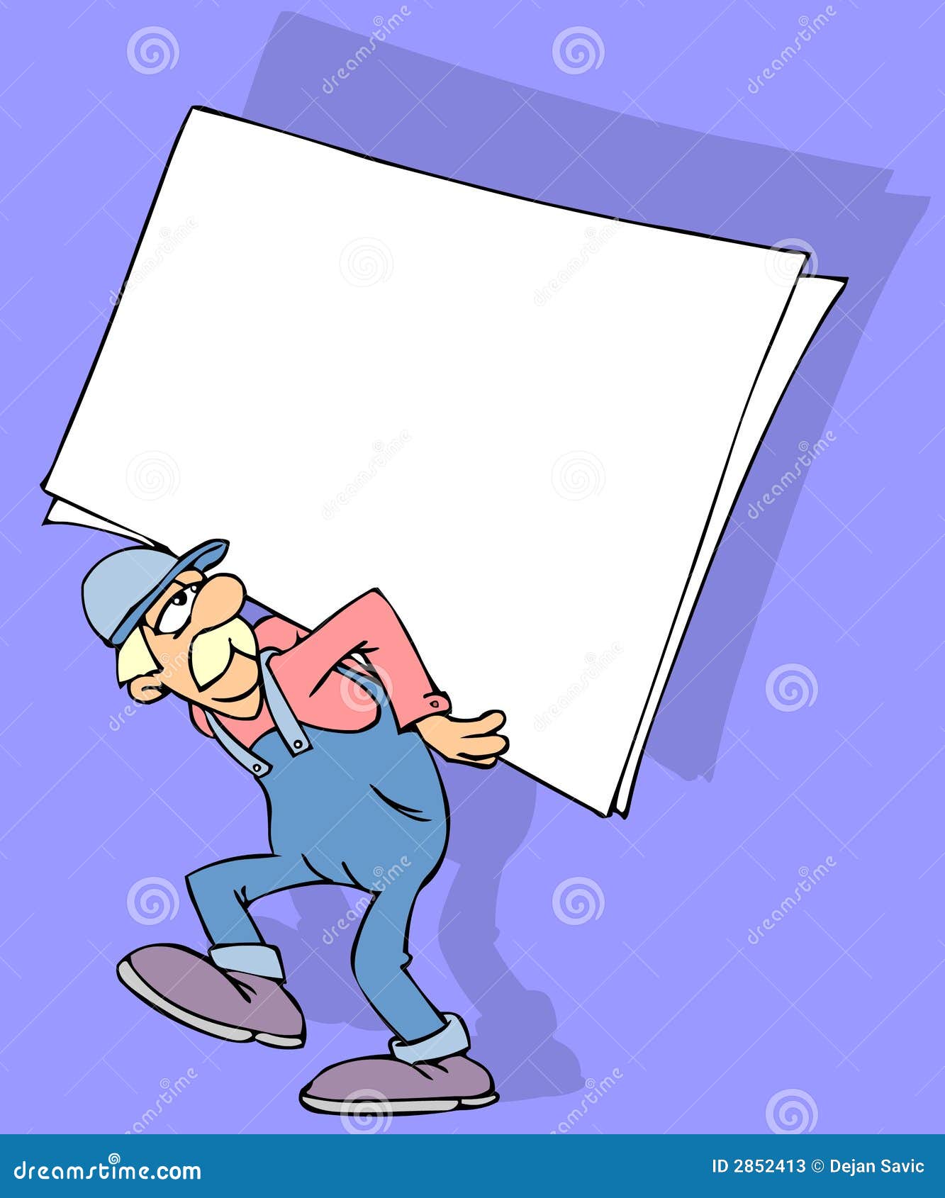 Worker with a poster color stock illustration. Illustration of banner ...