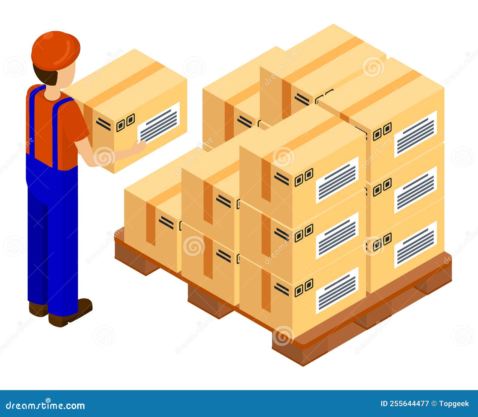 Worker or Postman Wearing Work Clothes Holding Box in Hands, Standing ...