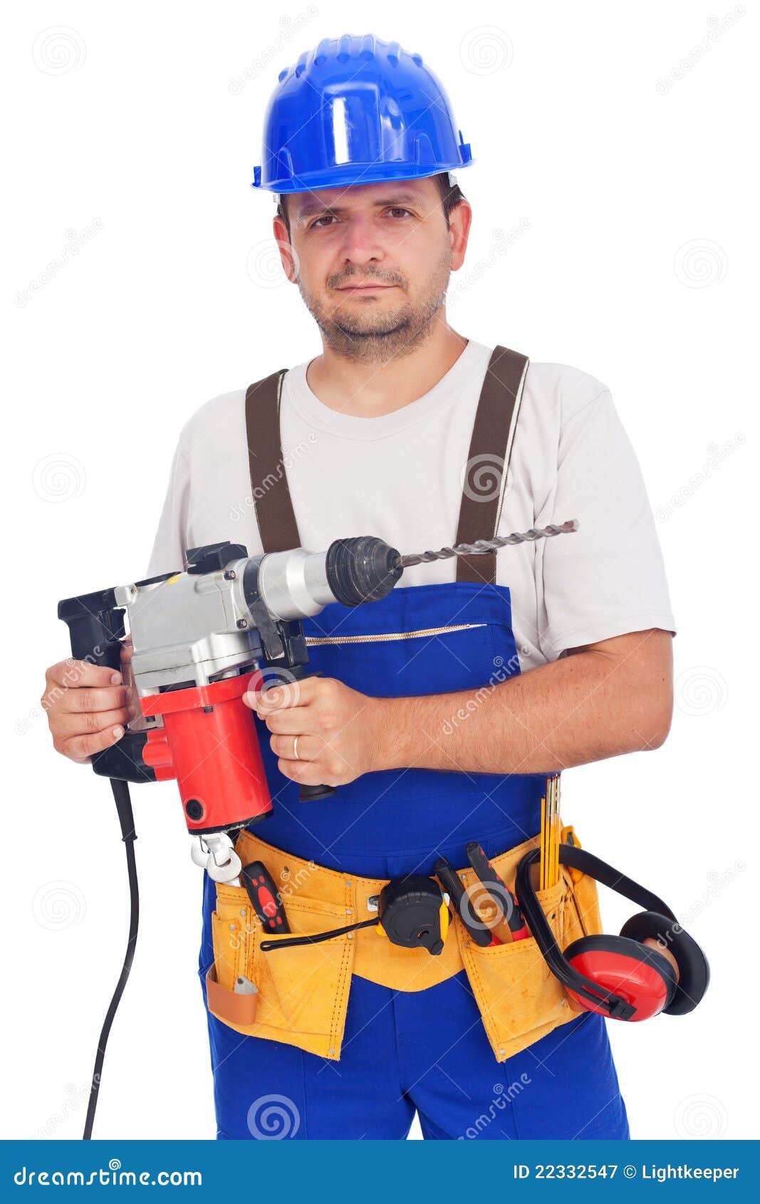 Worker with power tool stock image. Image of construction - 22332547
