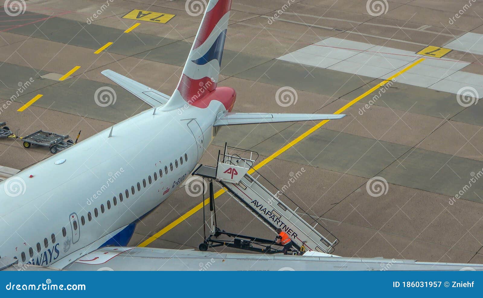 A Worker Prepares the Stairs for Getting Out of the Plane Editorial ...