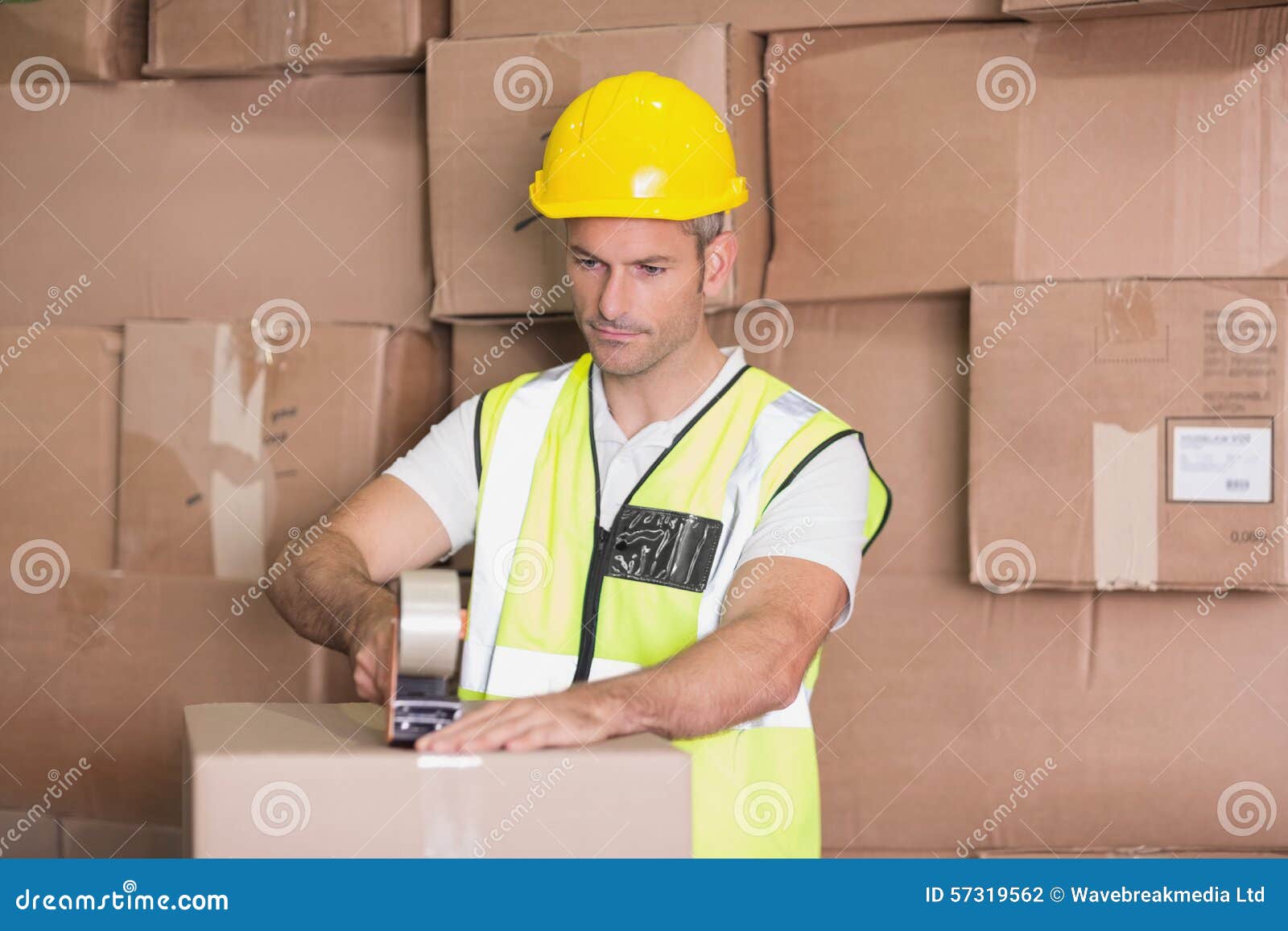 Worker Preparing Goods for Dispatch Stock Photo - Image of standing ...
