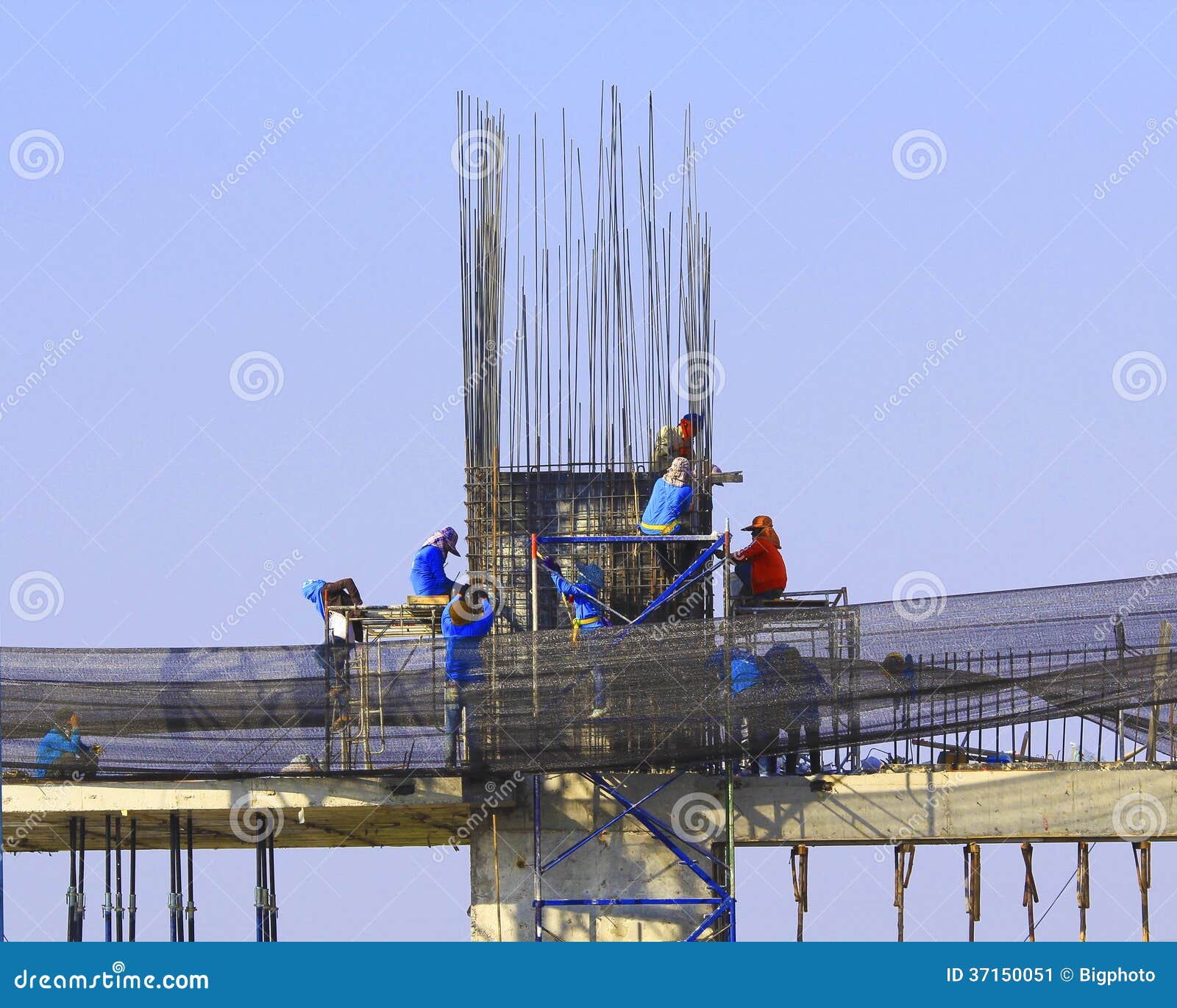 Worker Preparing Steel Rods To Concrete Stock Image - Image of cement ...