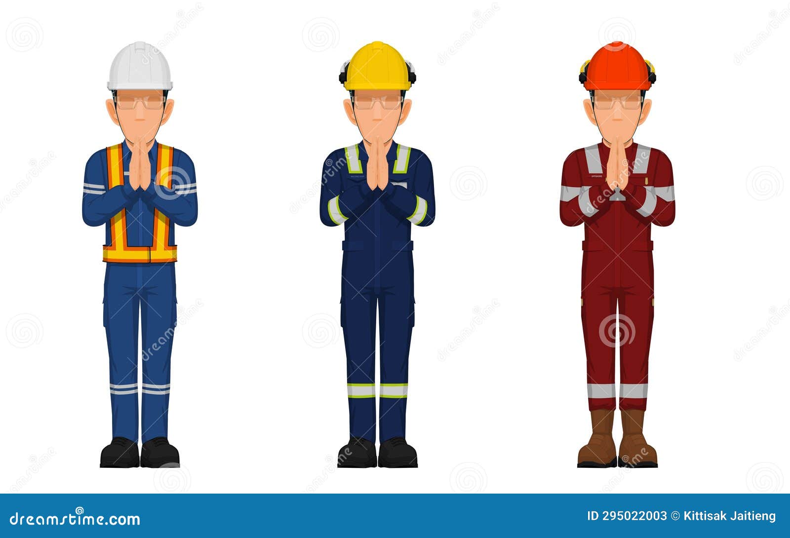 Worker is Presenting Praying Hands Stock Vector - Illustration of ...