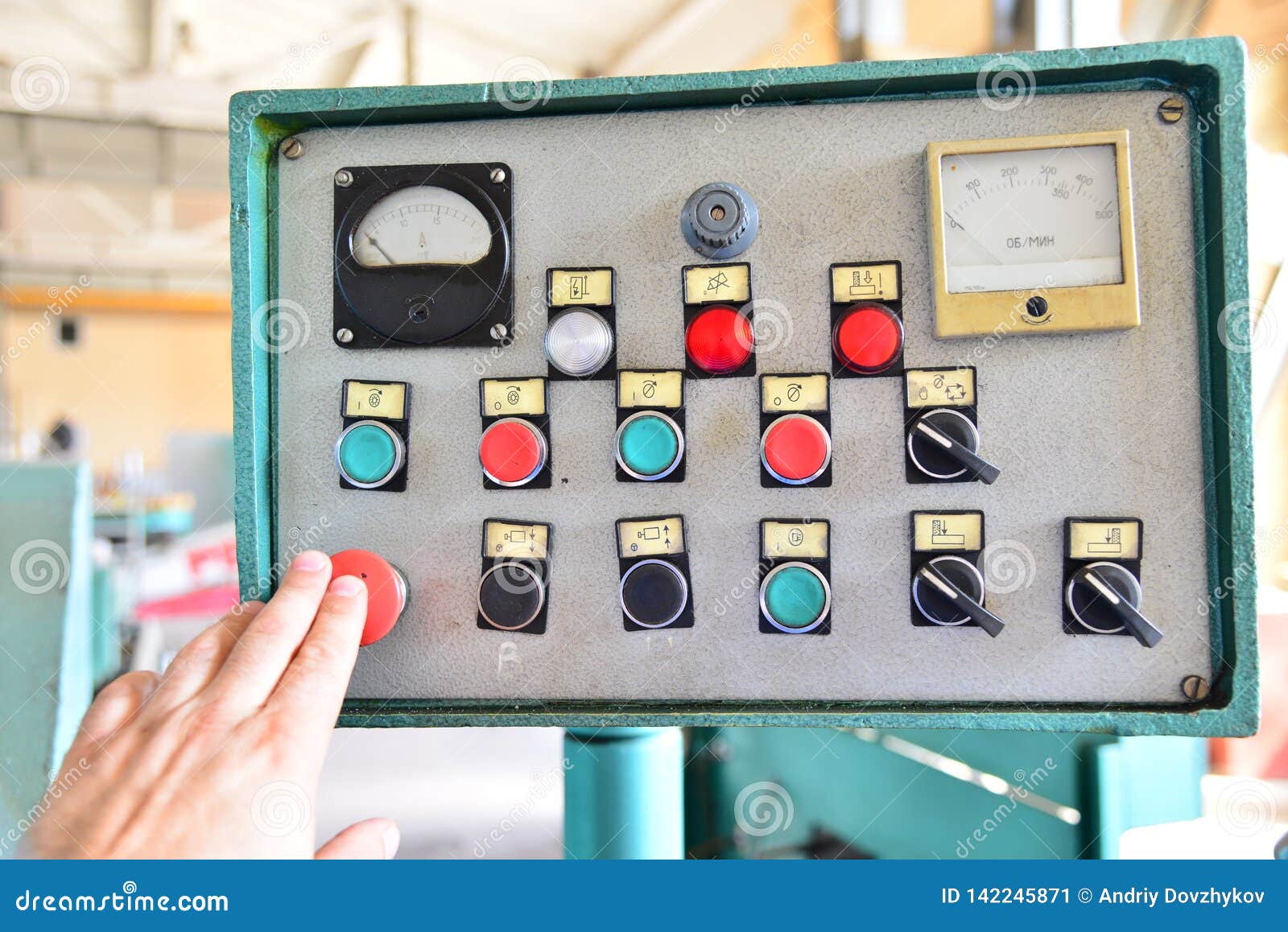 Worker Presses the Buttons and Remote Control Machine Equipment in the ...
