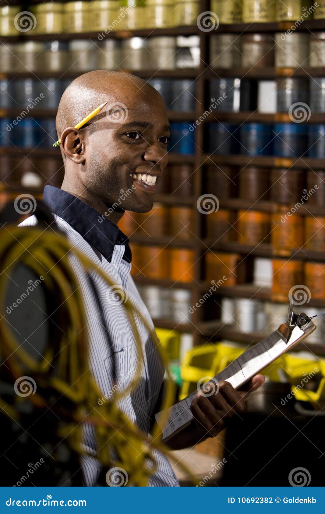 Worker in print shop stock photo. Image of grin, shop - 10692382