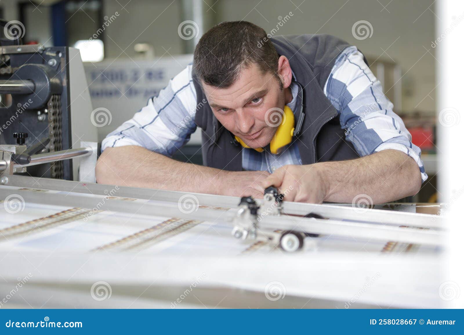 Worker at Printing Paper Press Centre Stock Image - Image of industrial ...