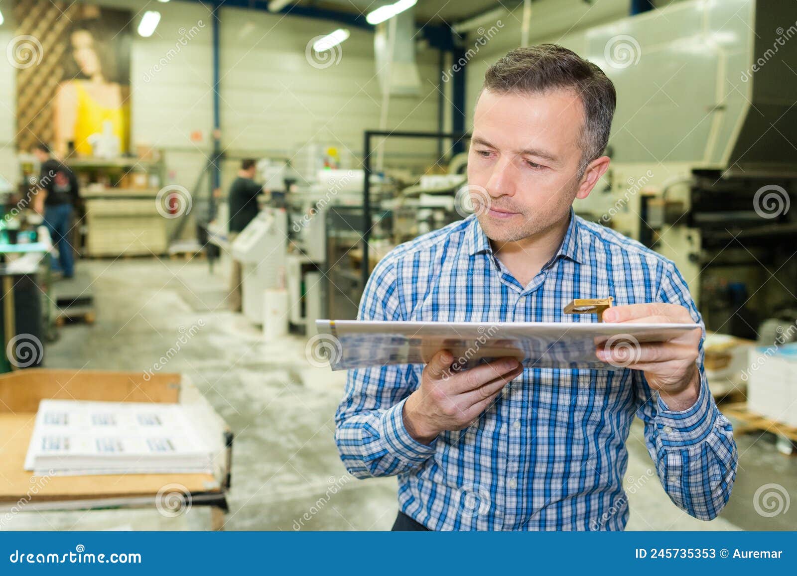 Worker in Printing and Press Centre Stock Image - Image of wheel ...