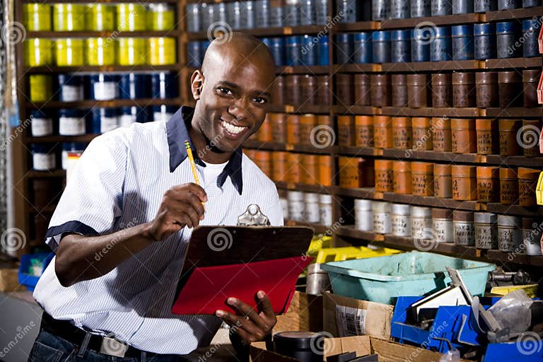 Worker in printshop stock photo. Image of bottles, rows - 10692212