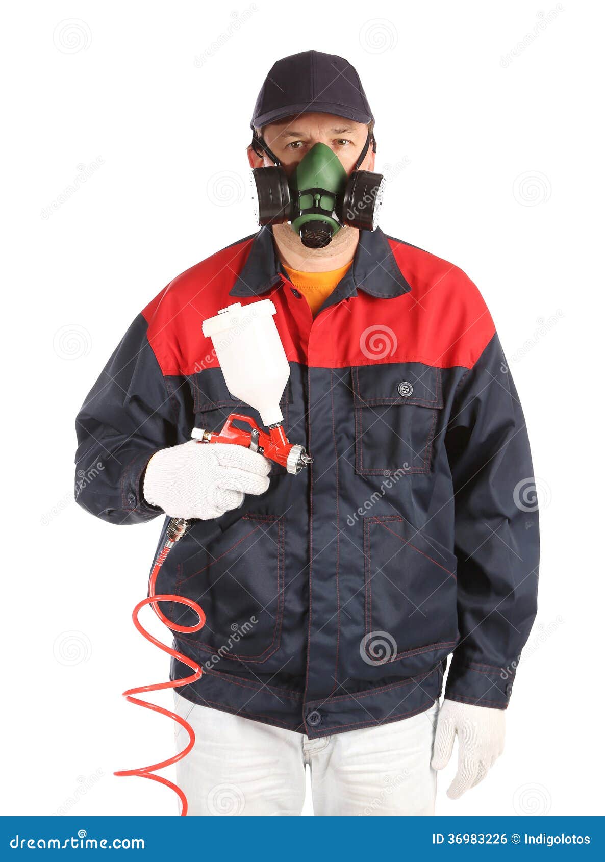Worker in Process with Spray. Stock Photo - Image of male, long: 36983226