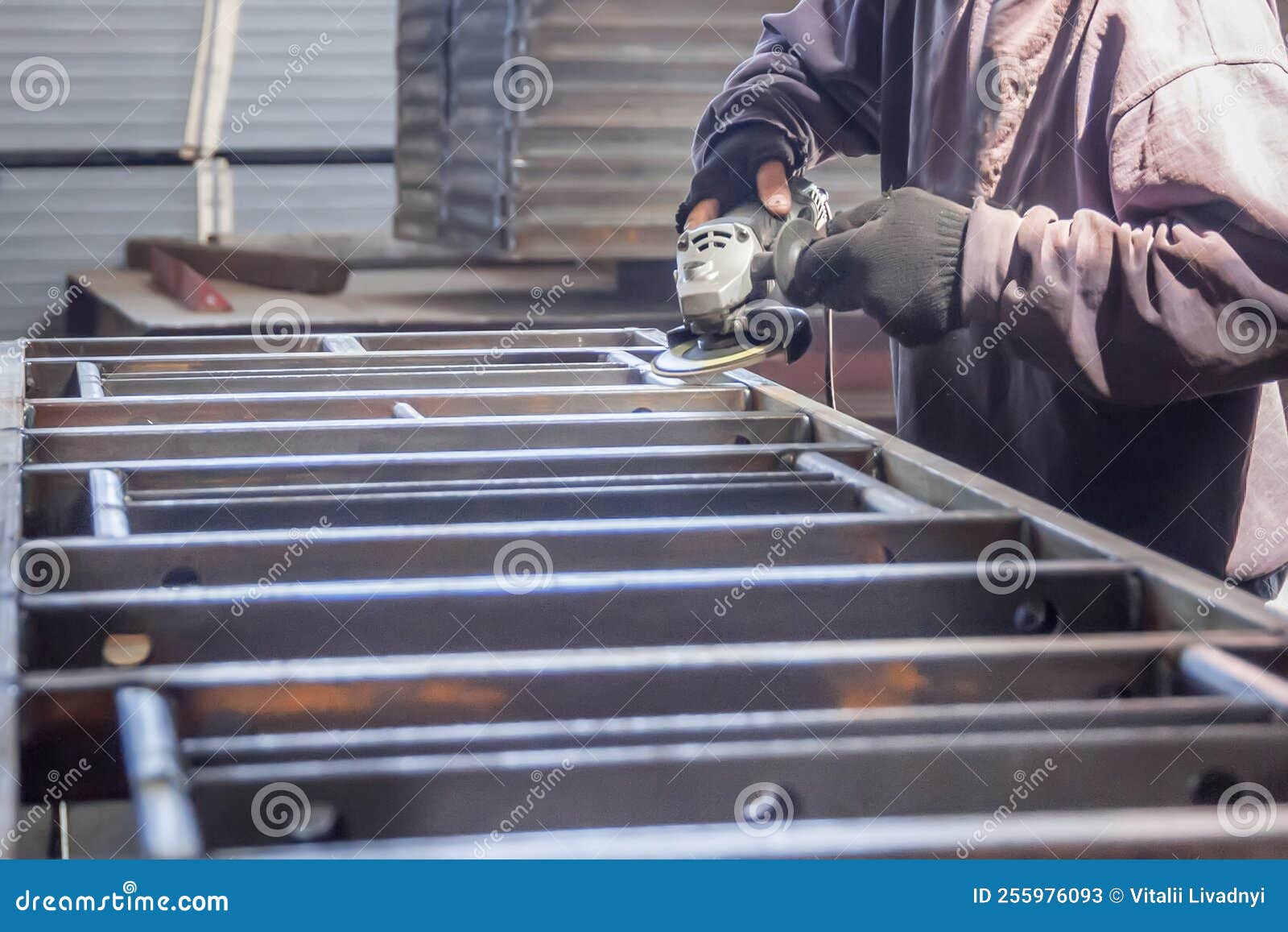 Worker, A Man Processes Metal Products On A Machine. Turning Work In ...