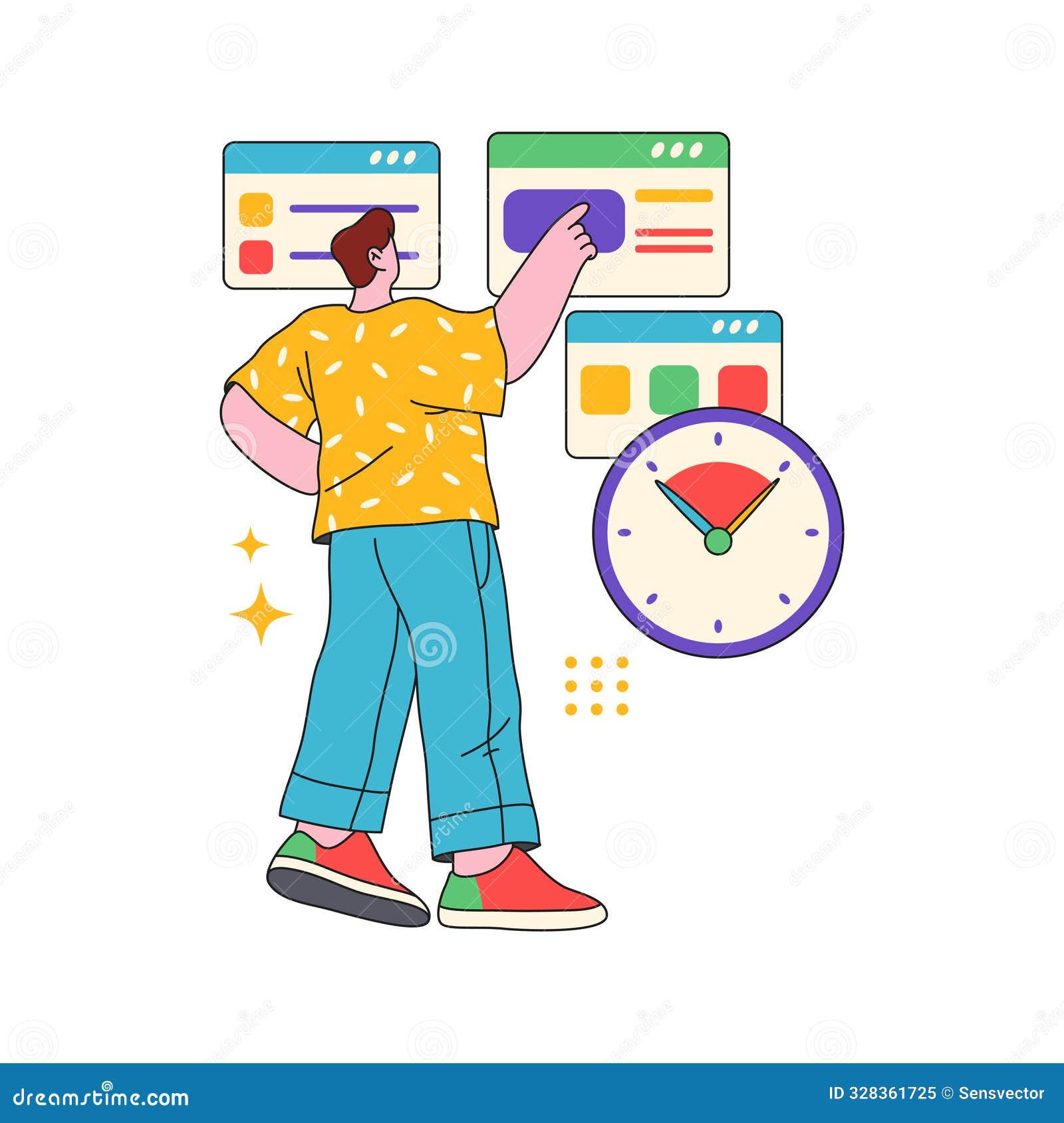 Worker Productive at Work, Organizer and Planner Stock Vector ...