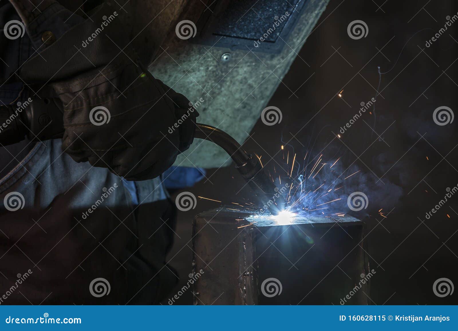 Welding of Metal Objects in the Workshop Stock Image - Image of ...
