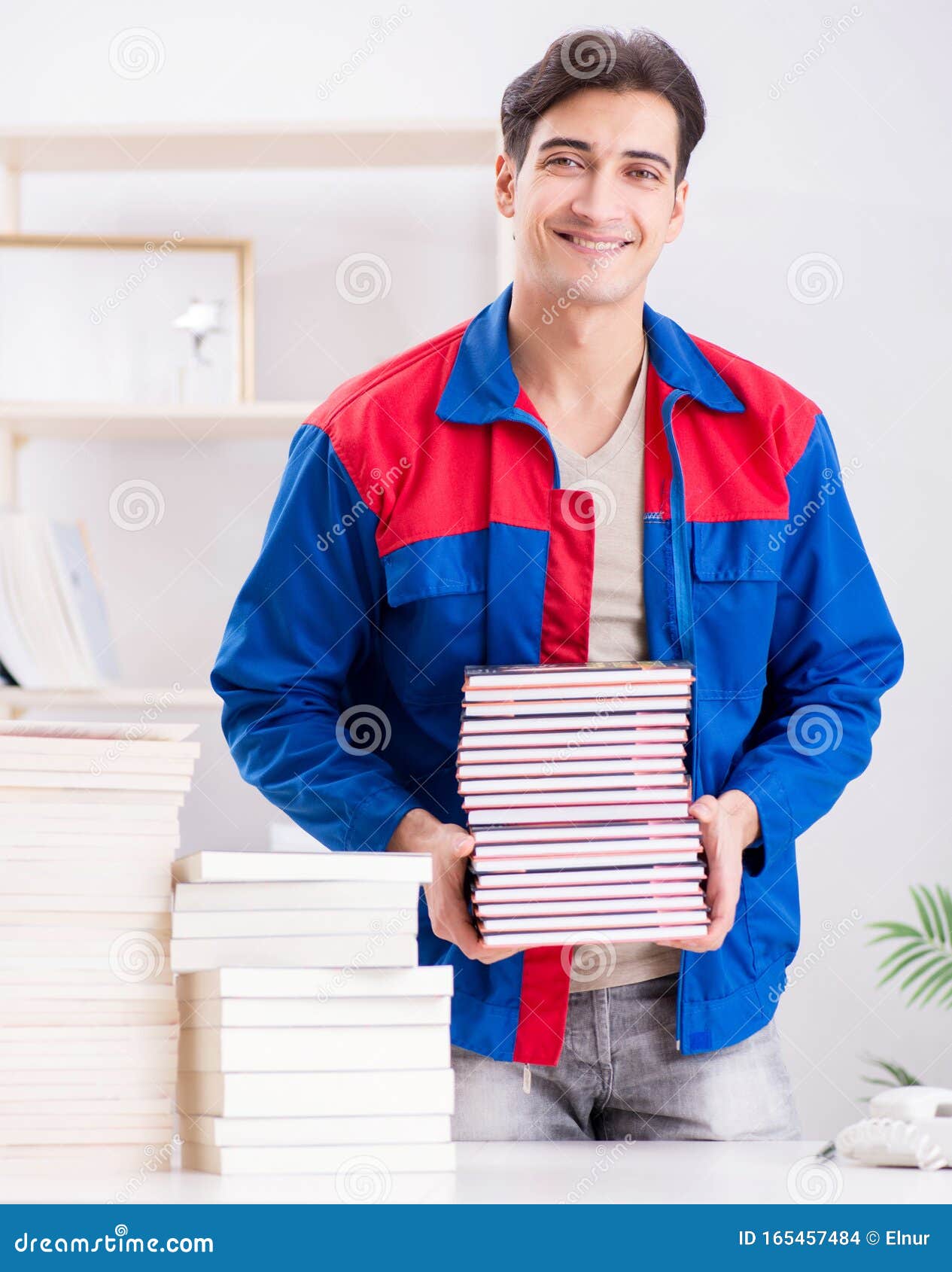 Worker in Publishing House Preparing Book Order Stock Photo - Image of ...