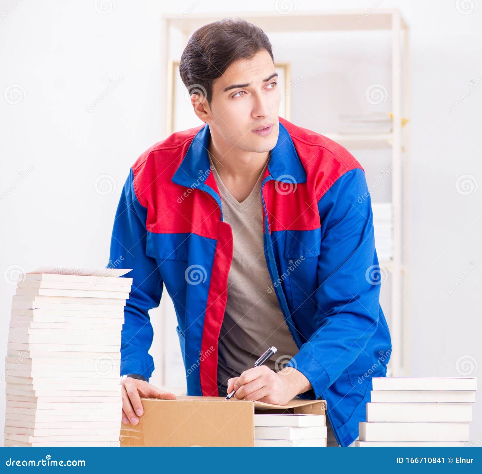 Worker in Publishing House Preparing Book Order Stock Image - Image of ...