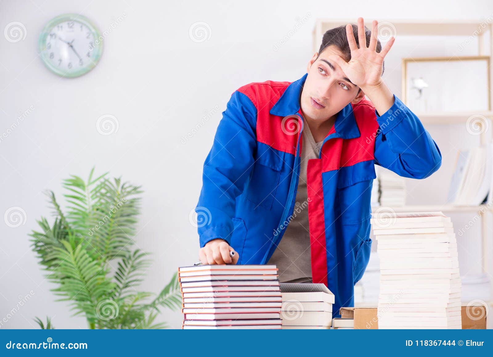 The Worker in Publishing House Preparing Book Order Stock Photo - Image ...