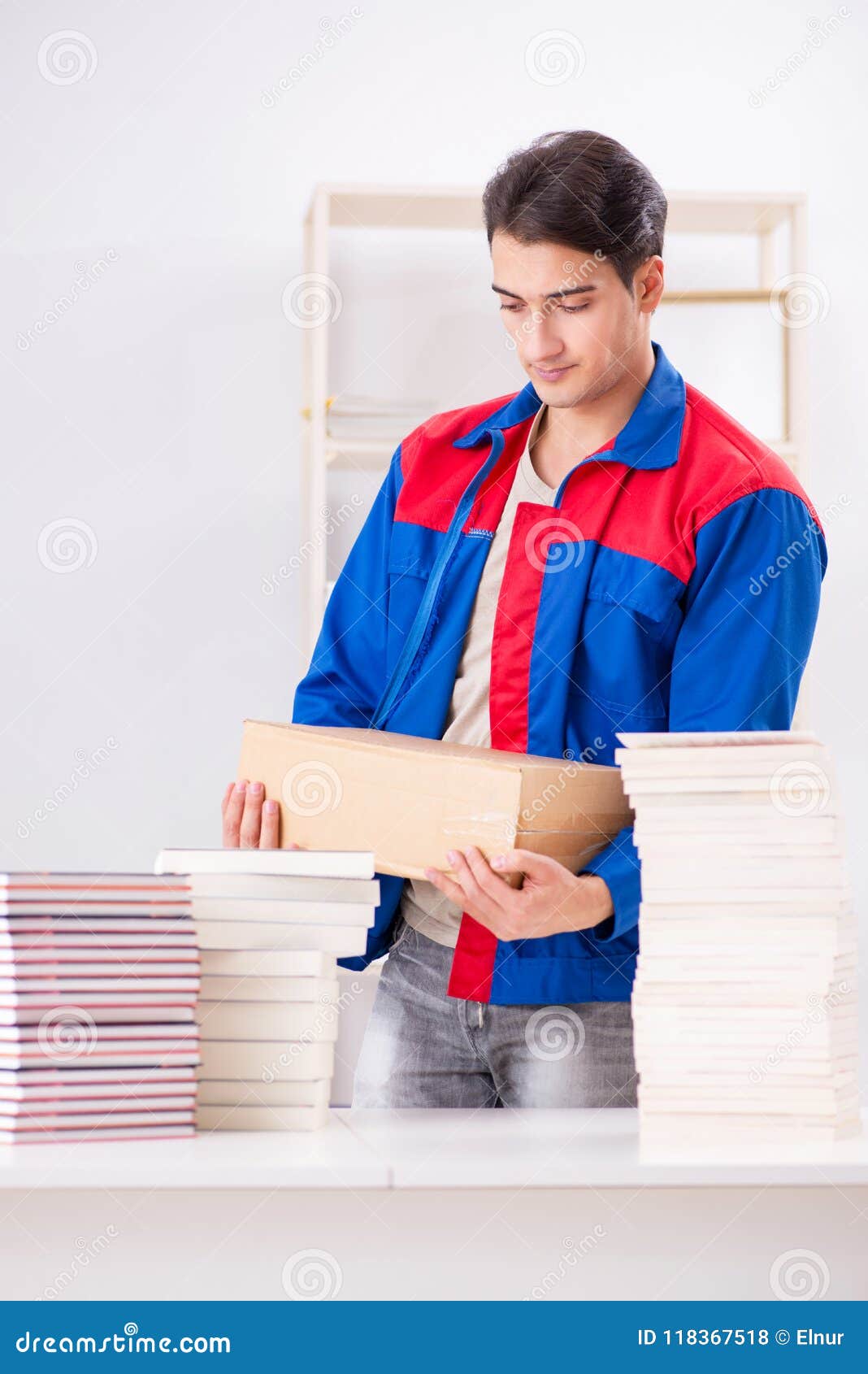 The Worker in Publishing House Preparing Book Order Stock Photo - Image ...