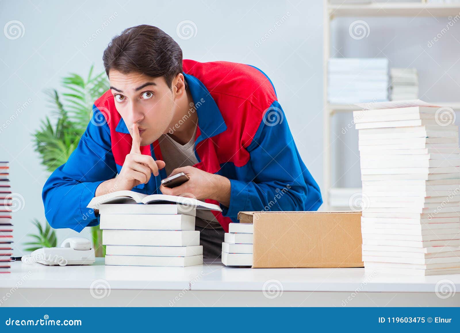 The Worker in Publishing House Preparing Book Order Stock Image - Image ...