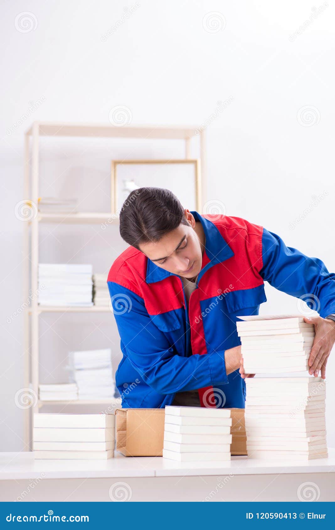 The Worker in Publishing House Preparing Book Order Stock Image - Image ...